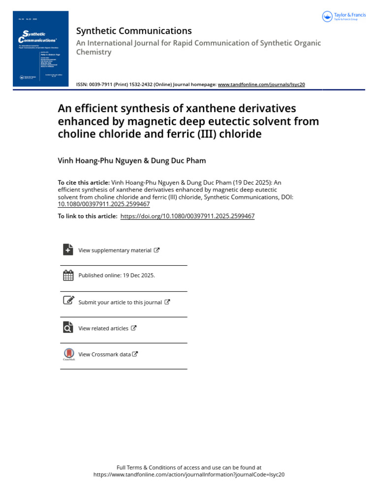 An Efficient Synthesis of Xanthene Derivatives Enhanced by Magnetic ...