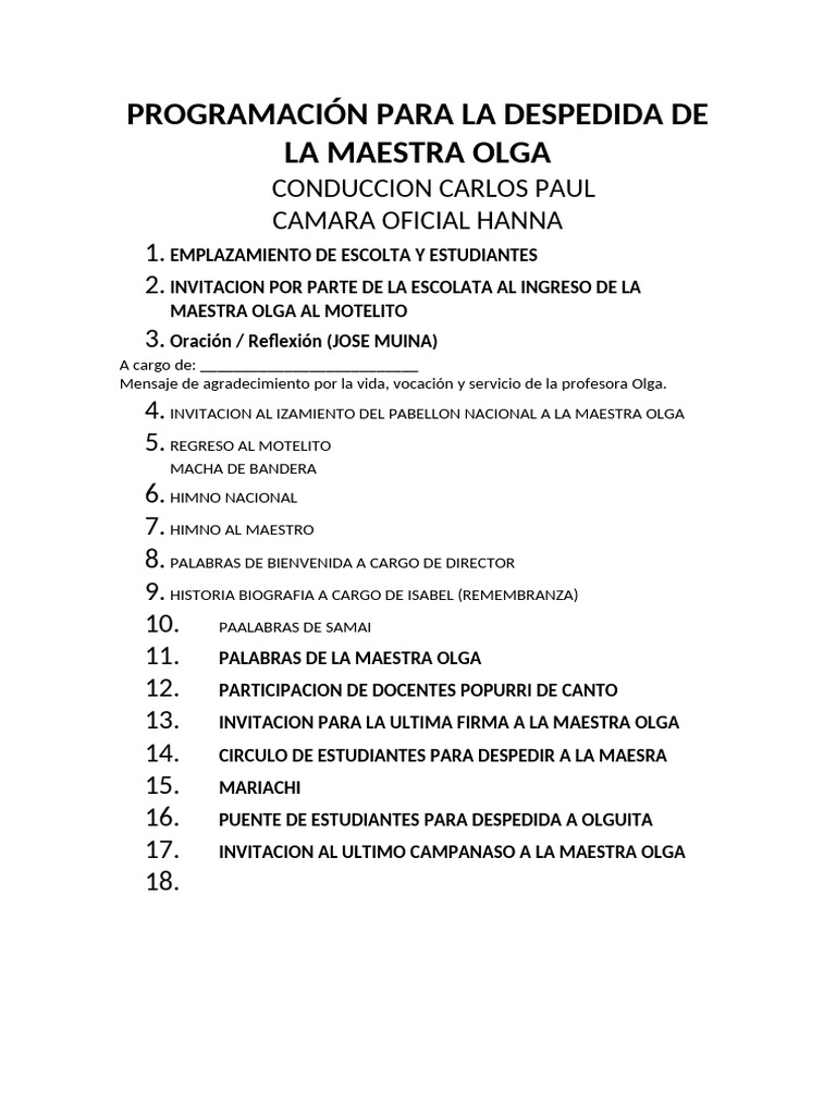 Despedida emotiva a la maestra Olga | PDF