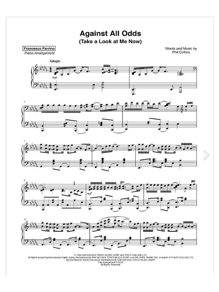 Against All Odds (Take A Look at Me Now) - by - Francesco Parrino ...
