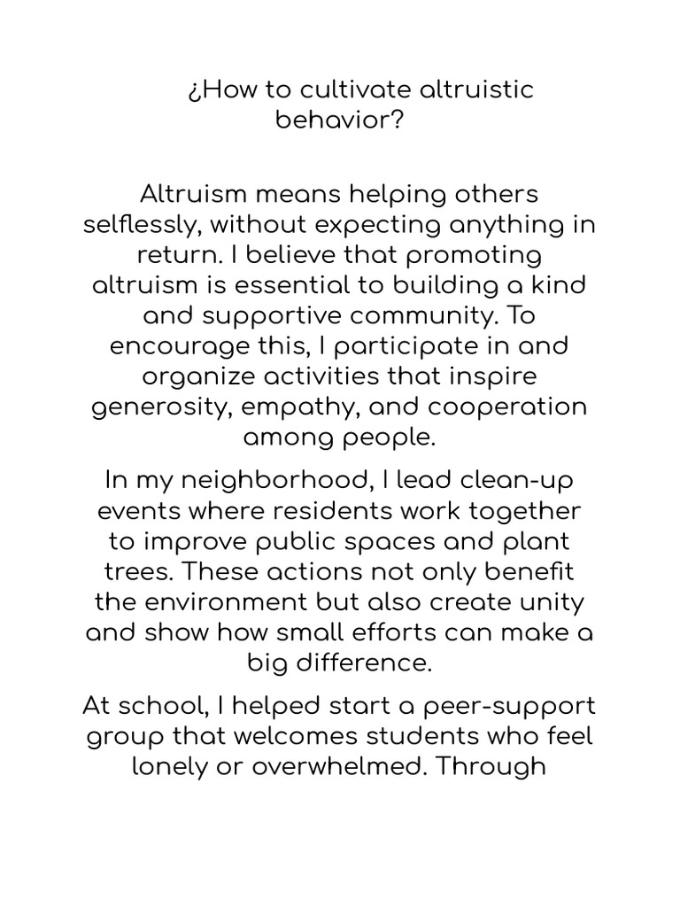 ¿How To Cultivate Altruistic Behavior | PDF