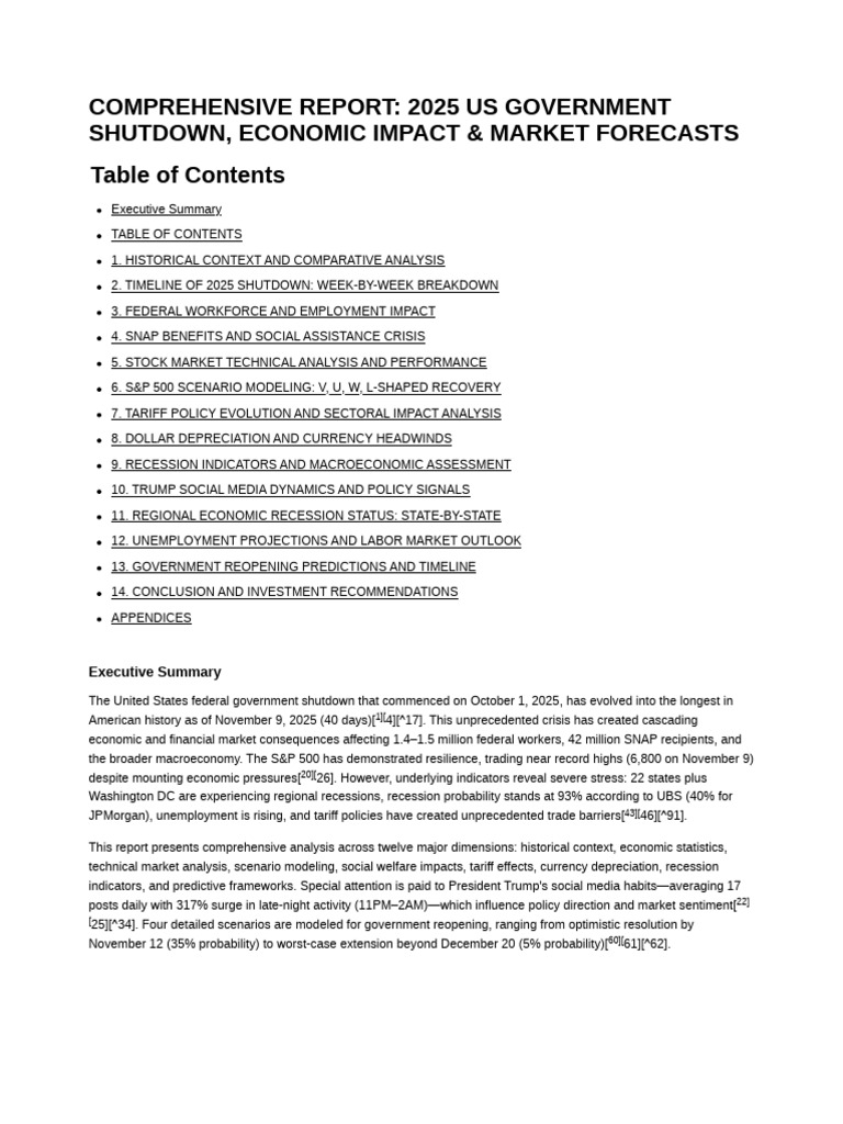 US Govt Shutdown Comprehensive Report | PDF | Recession | Unemployment