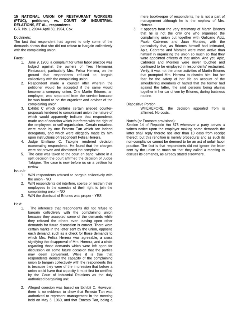 15 Natl Union of Restaurant Workers v. CIR | PDF | Justice | Crime ...