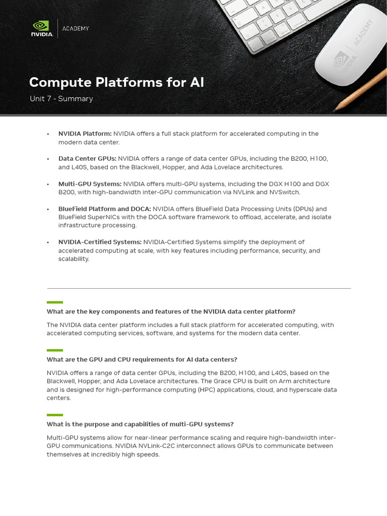 Unit 07 - Compute Platforms for AI - Summary | PDF