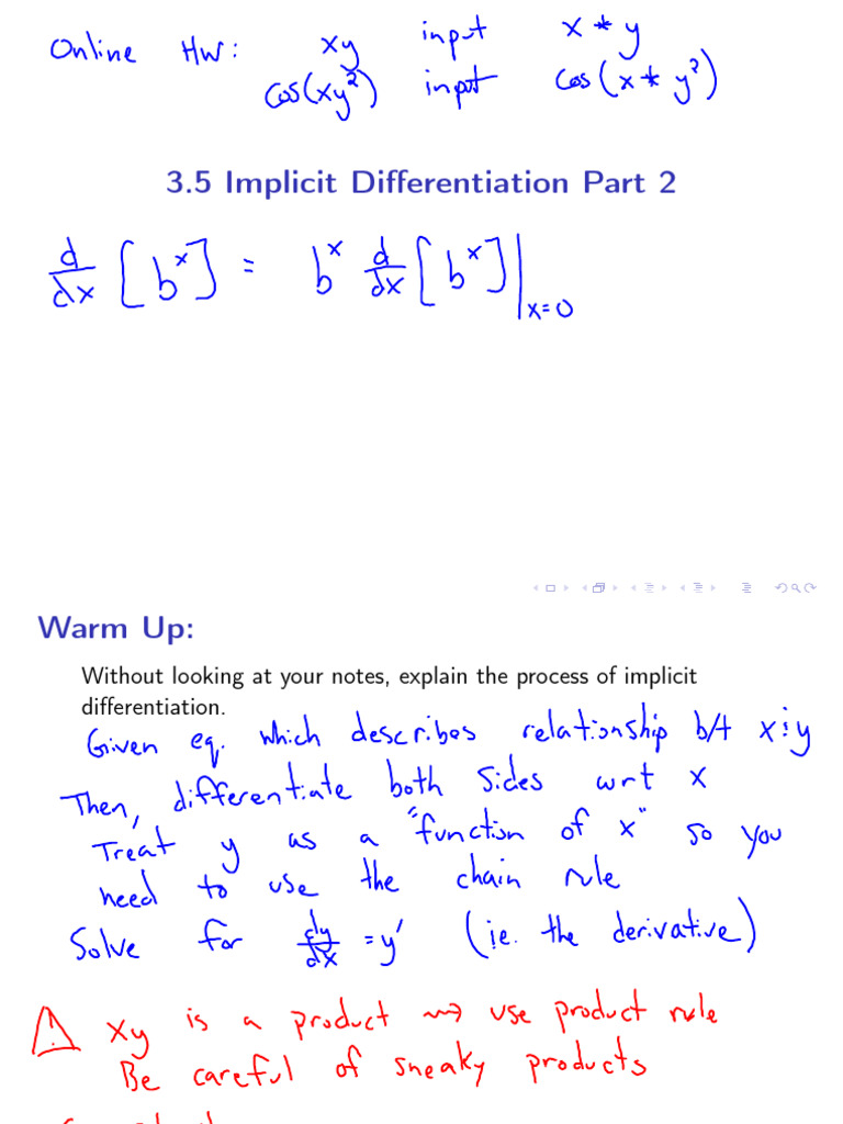 Implicit Differentiation and Inverse Trig Derivatives | PDF
