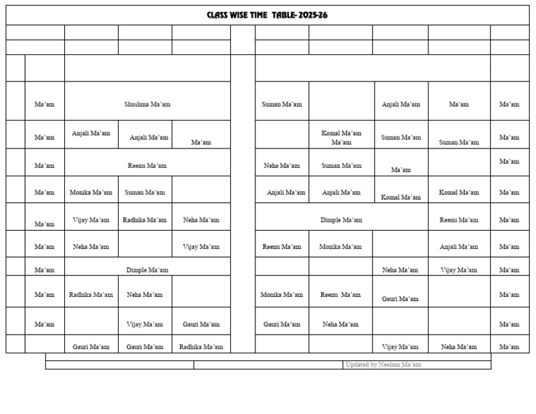 Class Wise Time Table 15-12-2025 | PDF