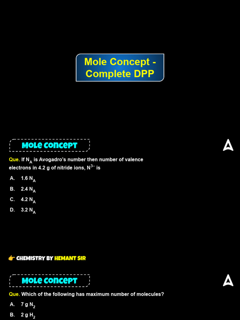 Mole Concept Practice Questions for NEET | PDF | Mole (Unit) | Molecules