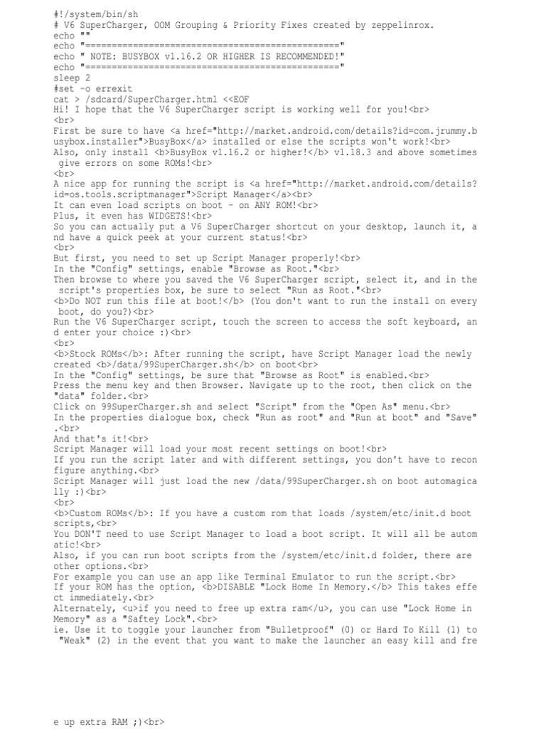 V6 SuperCharger Script Setup Guide | PDF | Booting | Random Access Memory