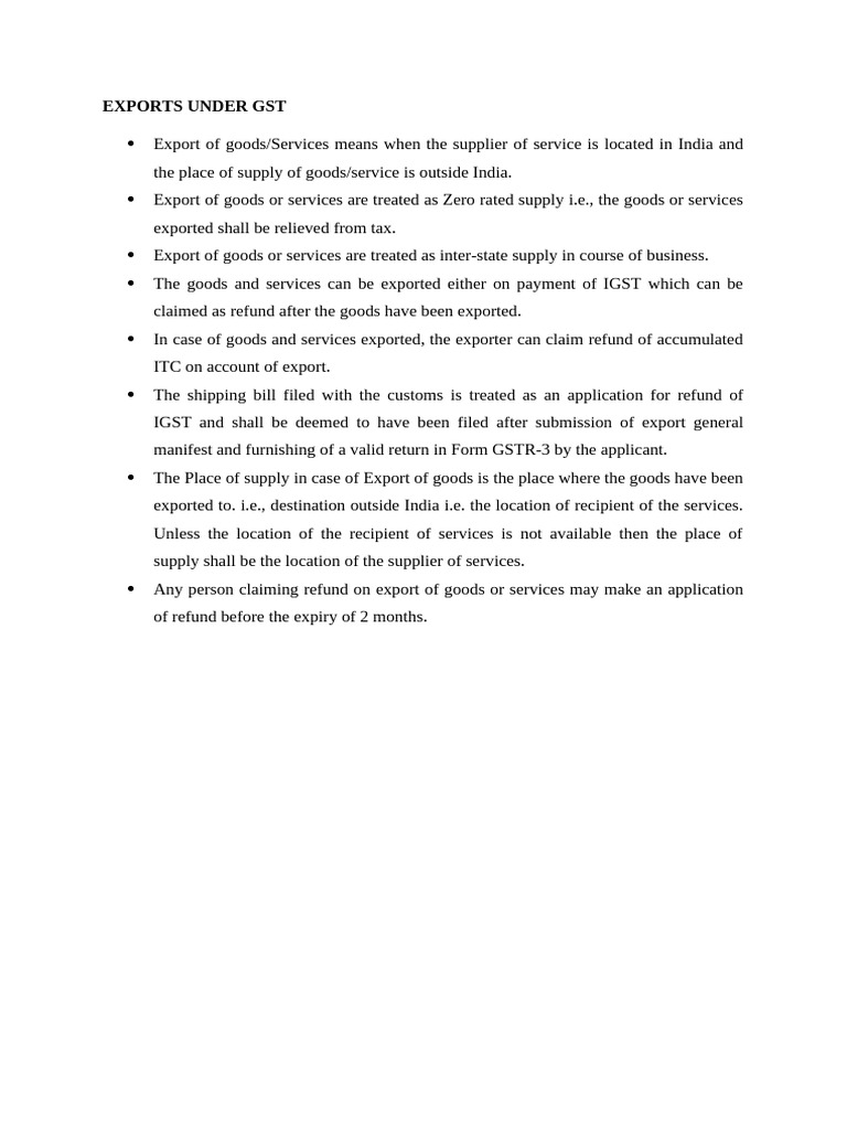 Exports Under GST | PDF