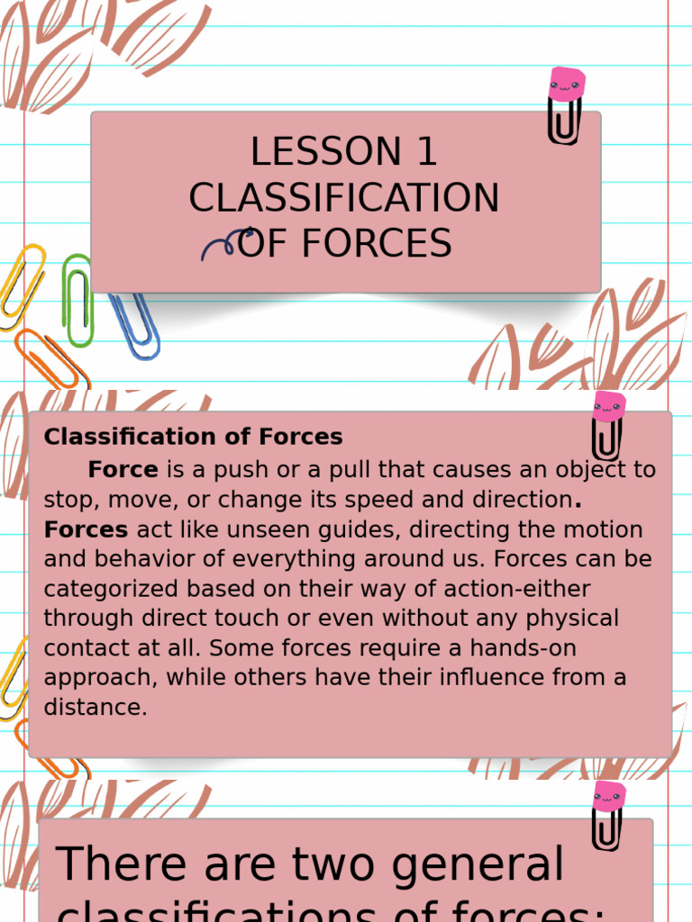 Lesson 1 Classification of Forces (3rd Quarter) | PDF | Force | Atomic ...