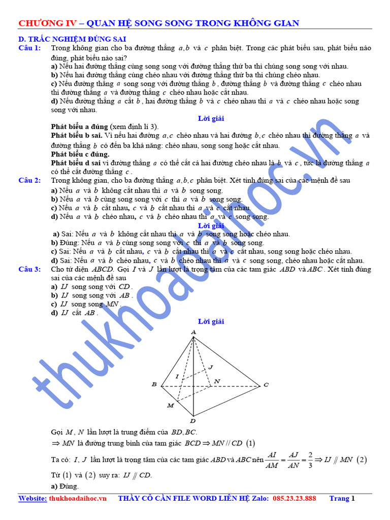 Bai 11. Hai Duong Thang Song Song (Loi Giai Phan 2) | PDF