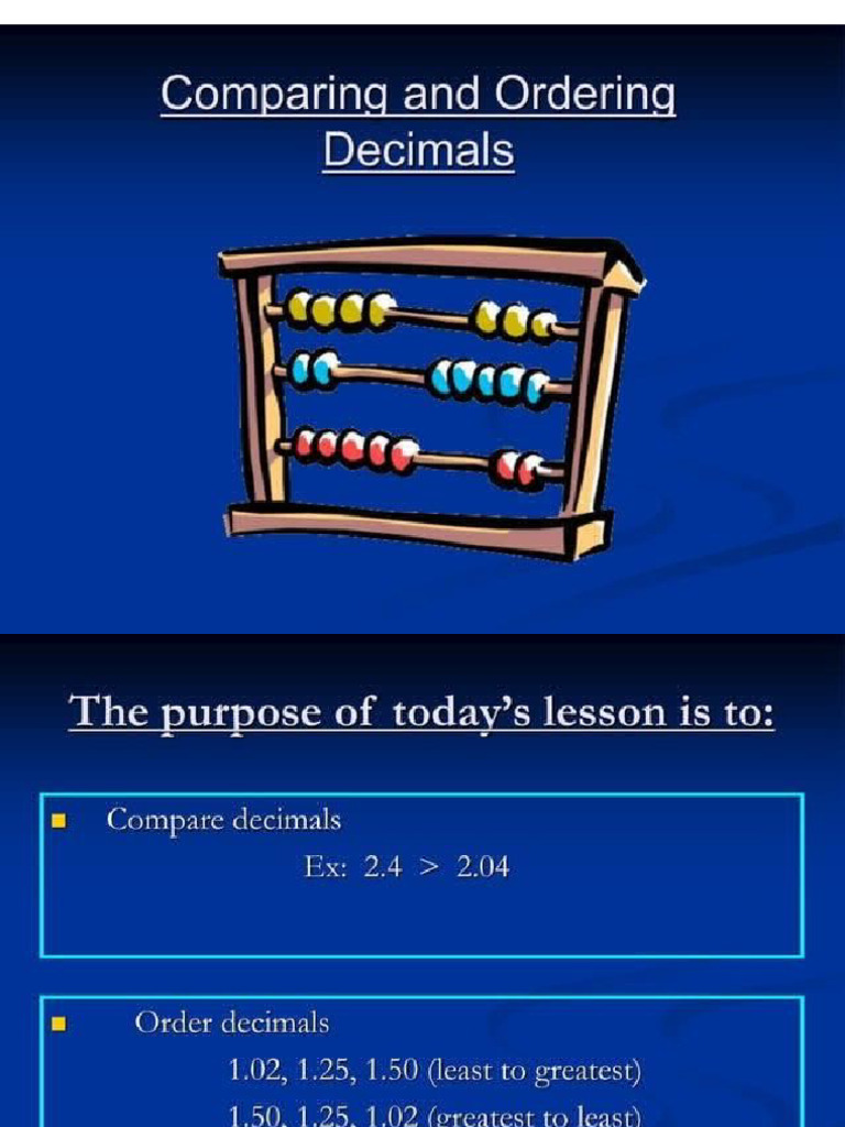 Comparing and Ordering Decimal | PDF