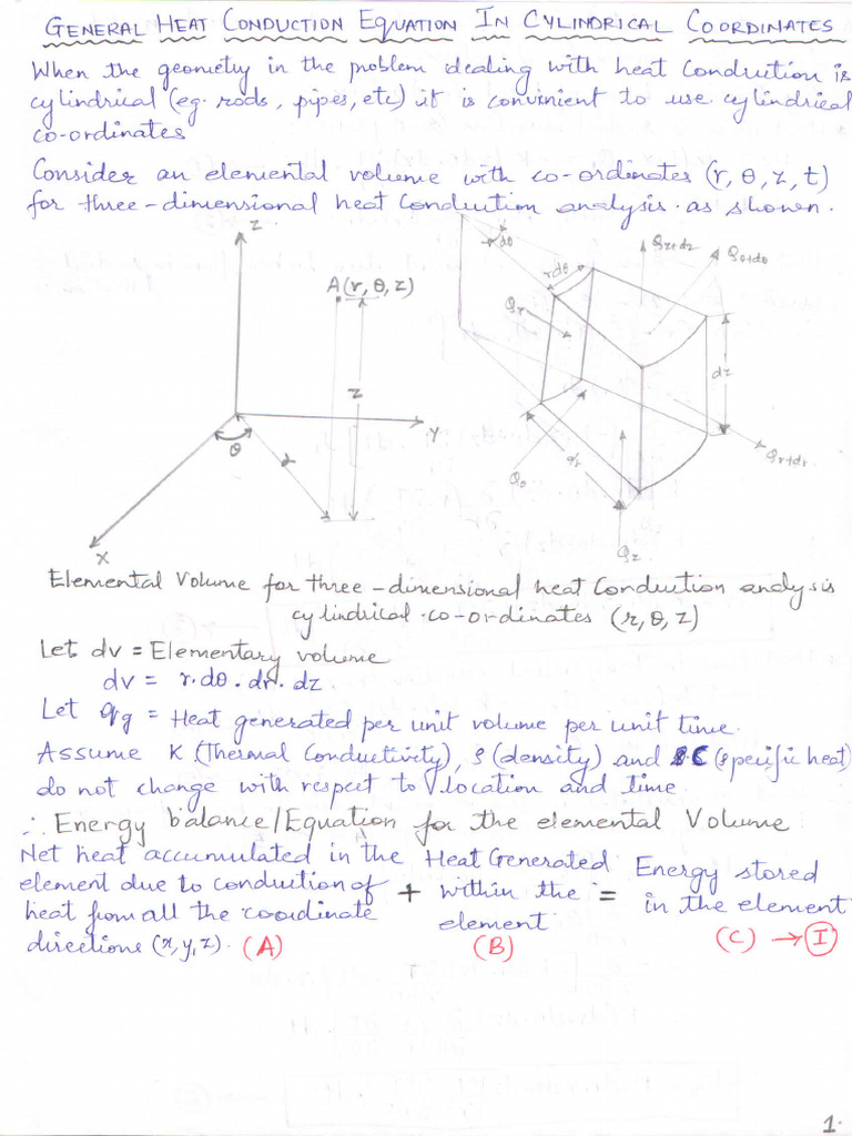 General Heat Conduction Eqn in Cylindrical Coordinates | PDF