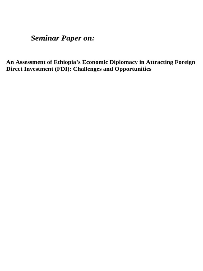 Seminar Paper | PDF | Foreign Direct Investment | Diplomacy