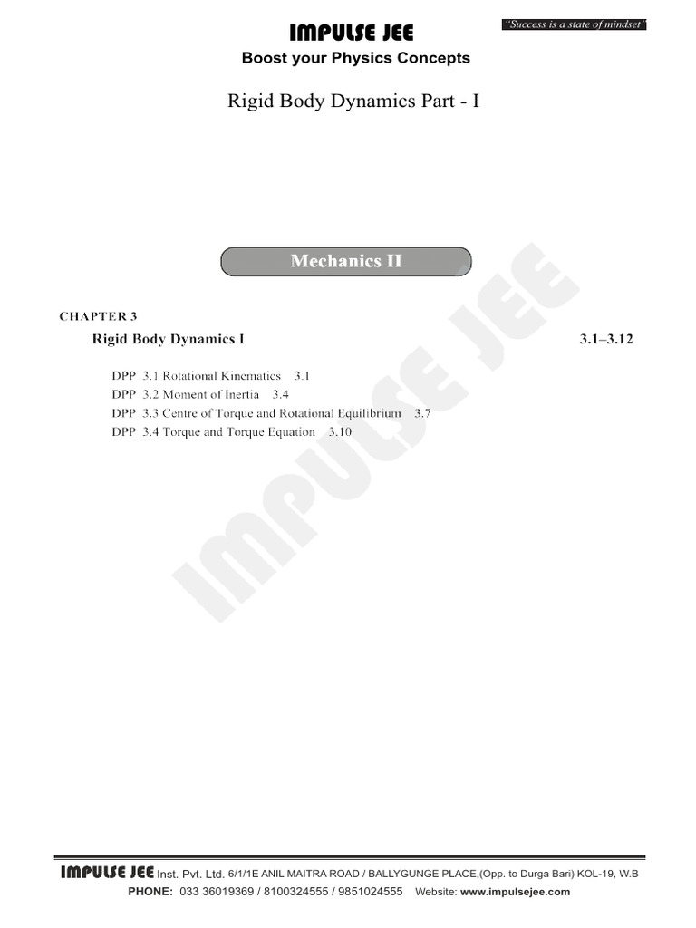 Rigid Body Dynamics Part-1 DPP - Final | PDF