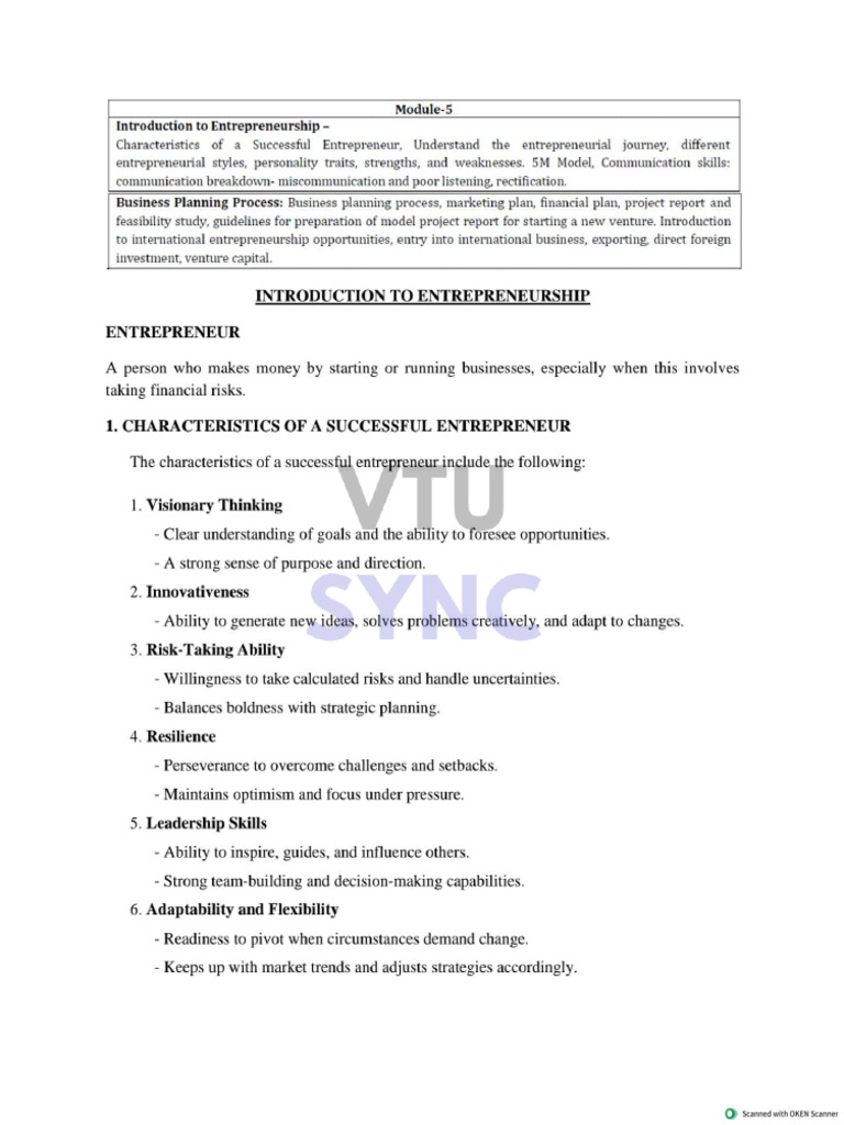 Module-5-Introduction To Entrepreneurship & Business Planning | PDF