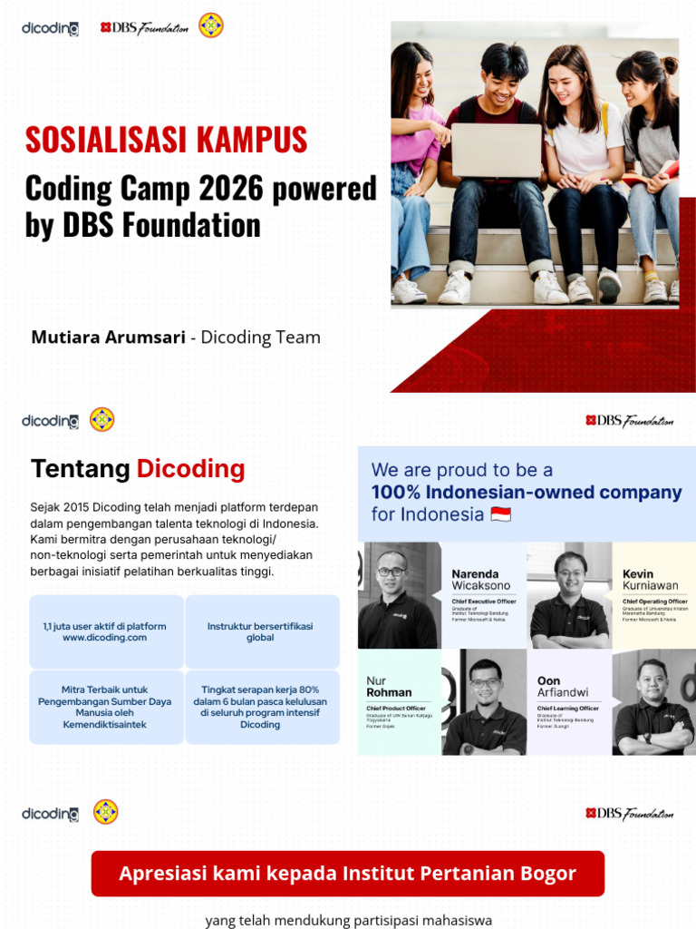 Coding Camp 2026: Pelatihan Gratis IT | PDF