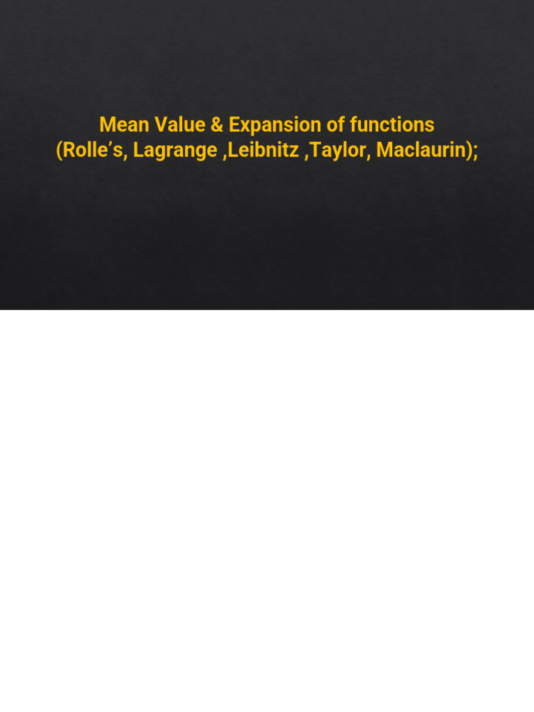 Mean Value & Expansion of Function | PDF