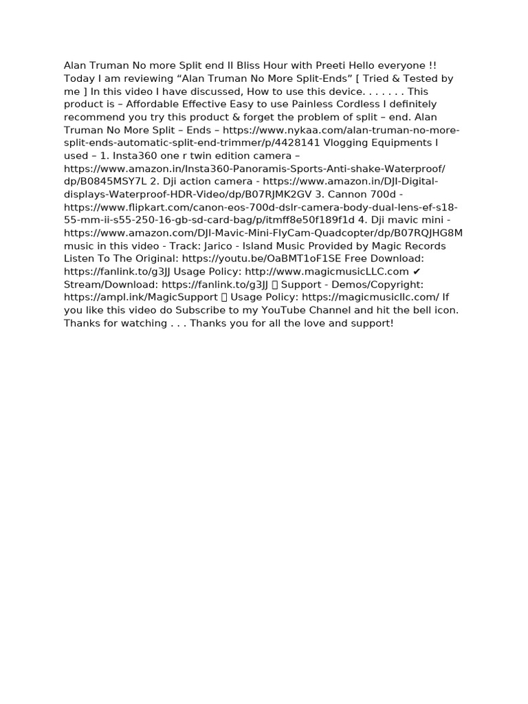 Alan Truman No More Split End II Bliss Hour With Preeti | PDF