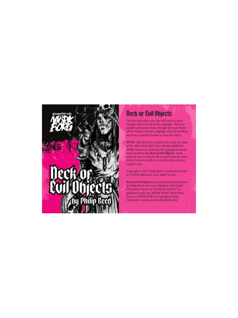 Deck of Evil Objects, A Third Party Mork Borg Card 251114 231535 | PDF