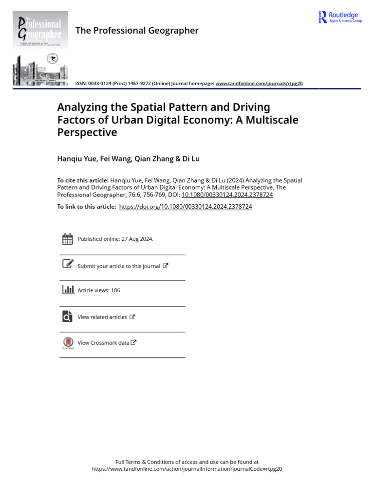 Analyzing The Spatial Pattern and Driving Factors of Urban Digital ...