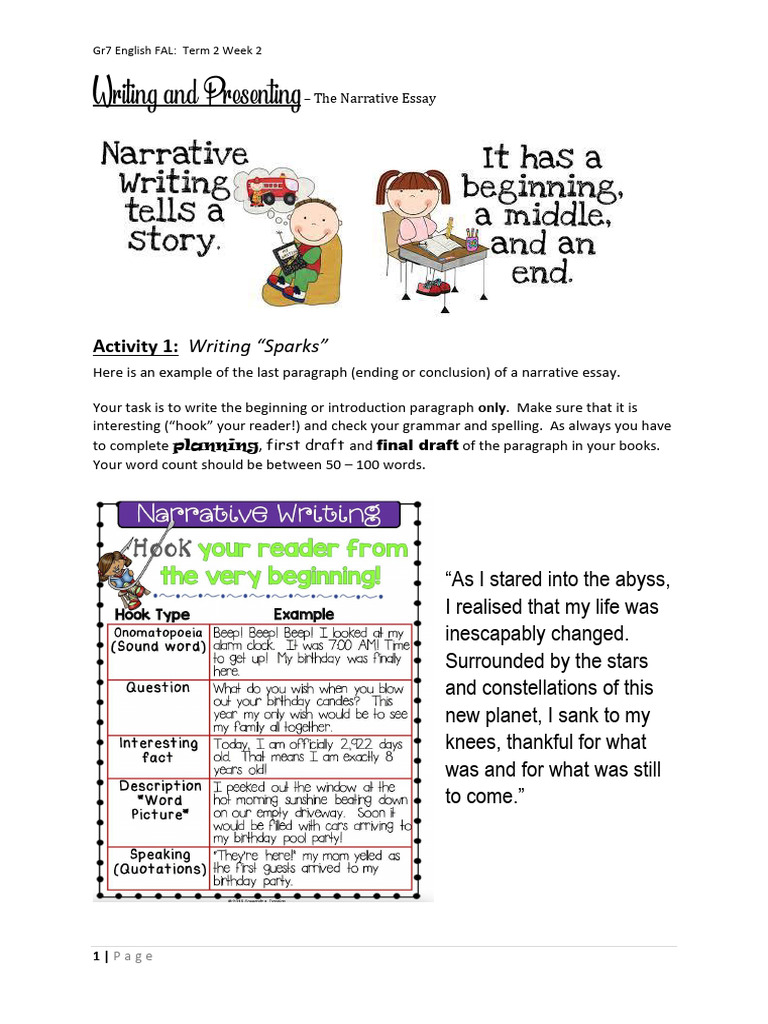 Gr7 Narrative Essay Writing Guide | PDF