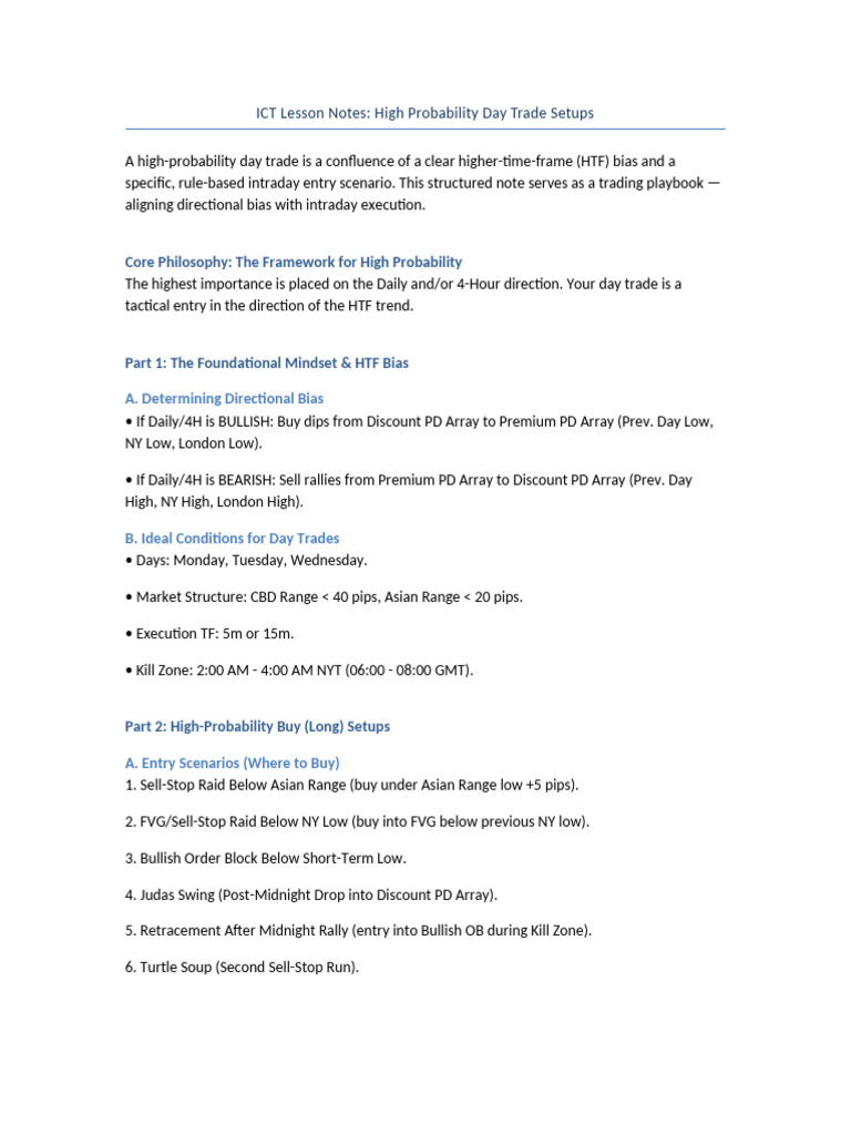 High Probability Day Trading Playbook | PDF | Financial Markets ...