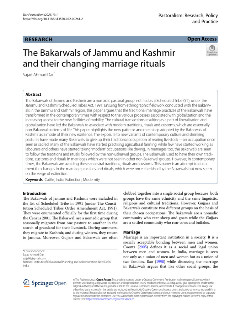 Bakarwal Marriage Rituals in Transition | PDF
