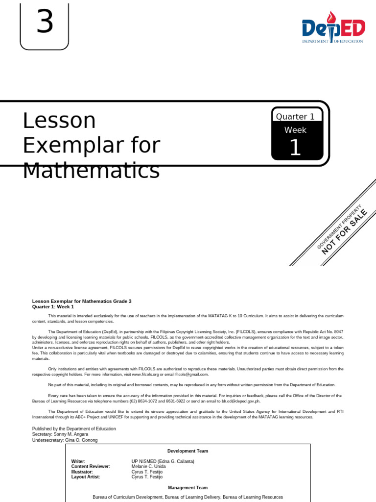 LE Math3 Q1 Wk1 For Signoff | PDF | Area | Rectangle