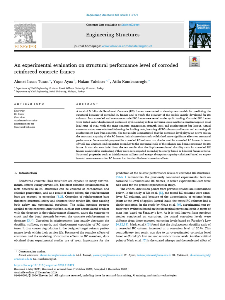 Corrosion Effects on RC Frame Performance | PDF | Strength Of Materials ...
