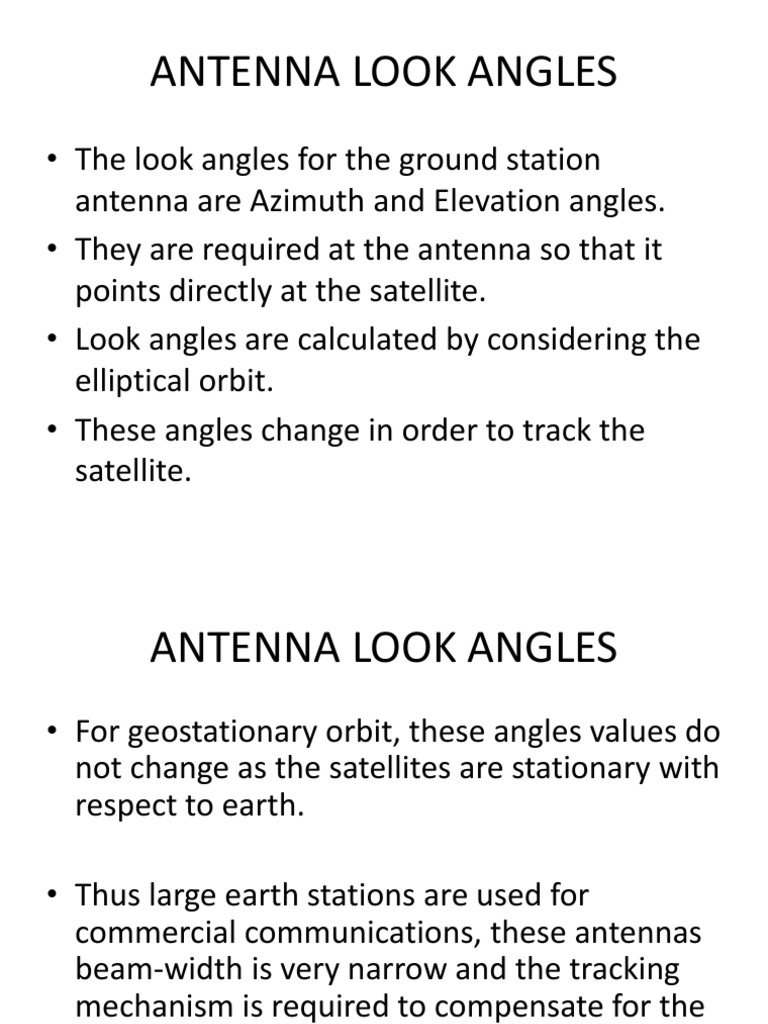 Antenna Look Angles Lec | PDF | Communications Satellite | Sine