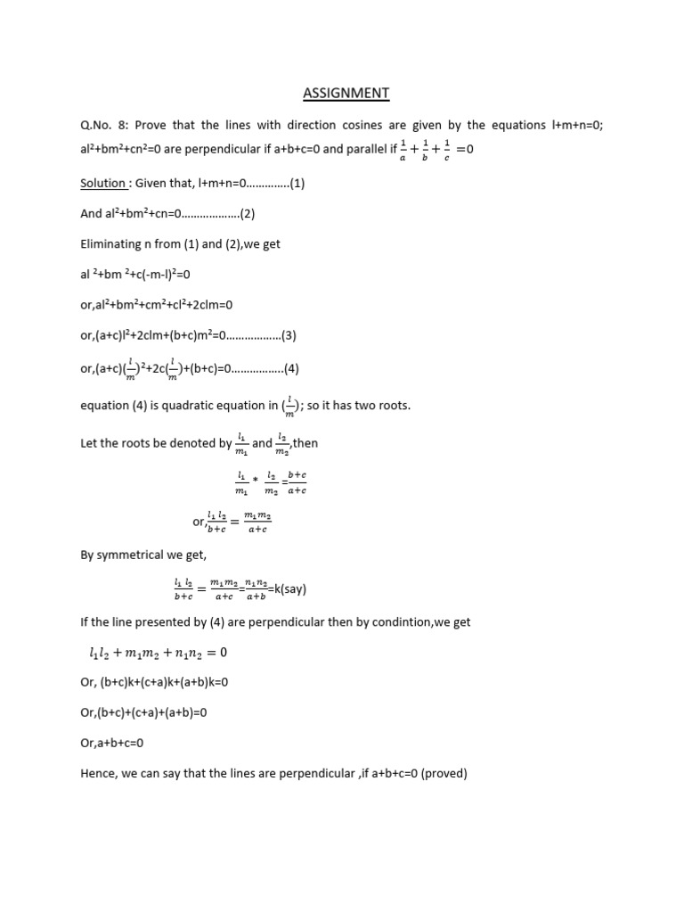 Direction Cosines: Perpendicular & Parallel Lines | PDF
