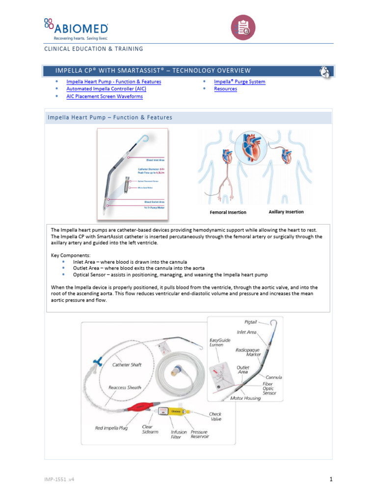 Impella CP with SmartAssist Overview | PDF | Ventricle (Heart) | Heart