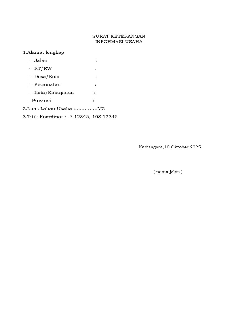 Contoh Surat Lampiran Nib Perorangan | PDF