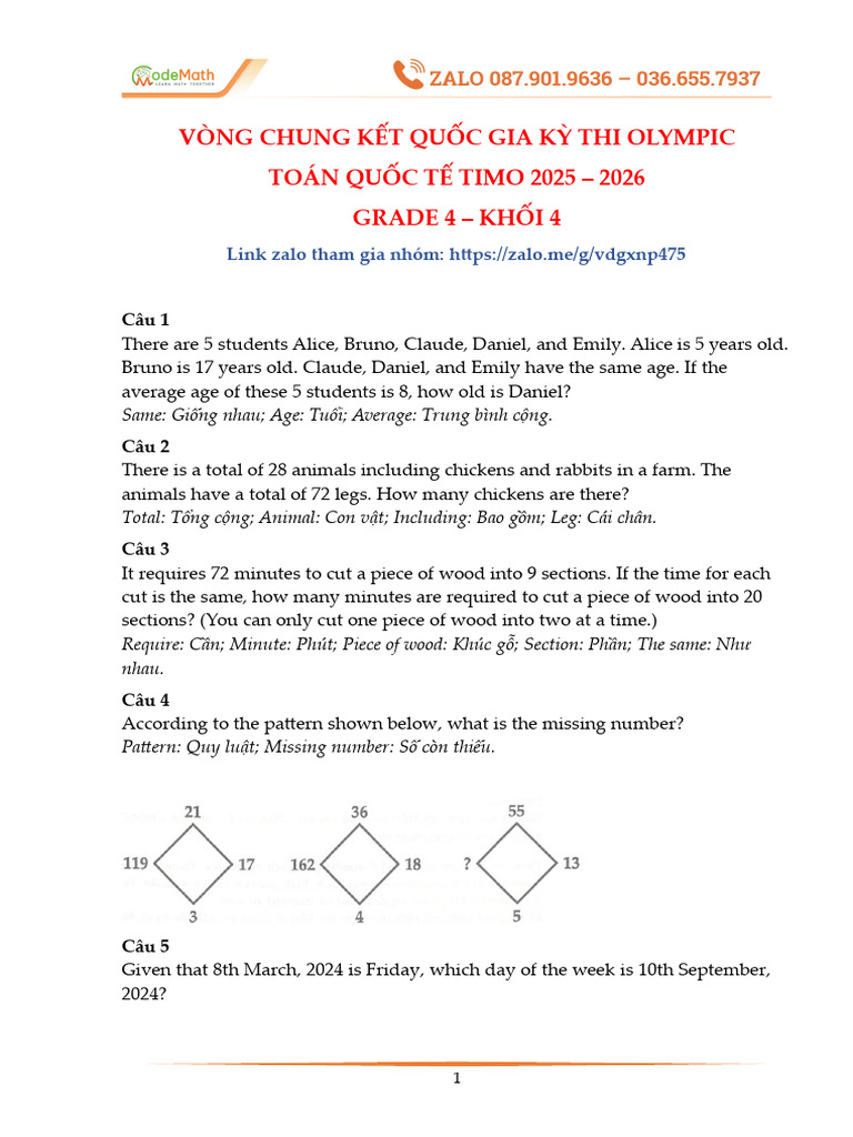 Timo VQG k4 2025 - 2026 Key | PDF