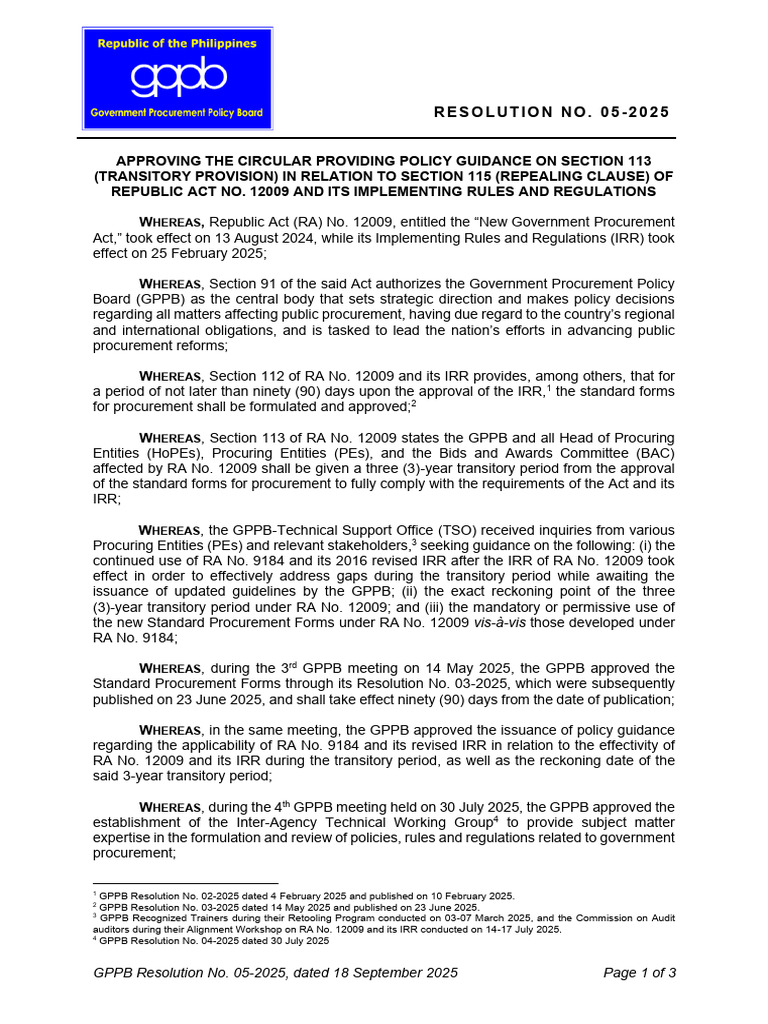 Policy Guidance on RA 12009 Transitory Provisions | PDF | Repeal | Audit