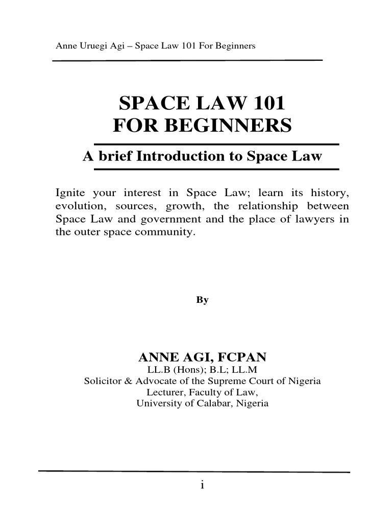 Space Law 101 For Beginners A Brief Intr | PDF | Satellite | Moon