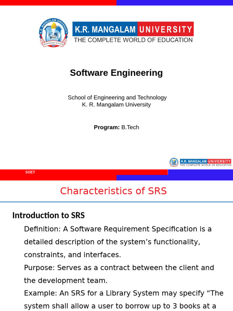 Session 7 Characteristics of SRS Characteristics of SRS | PDF ...