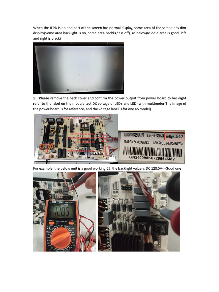 Troubleshooting Dim TV Backlight Issues | PDF