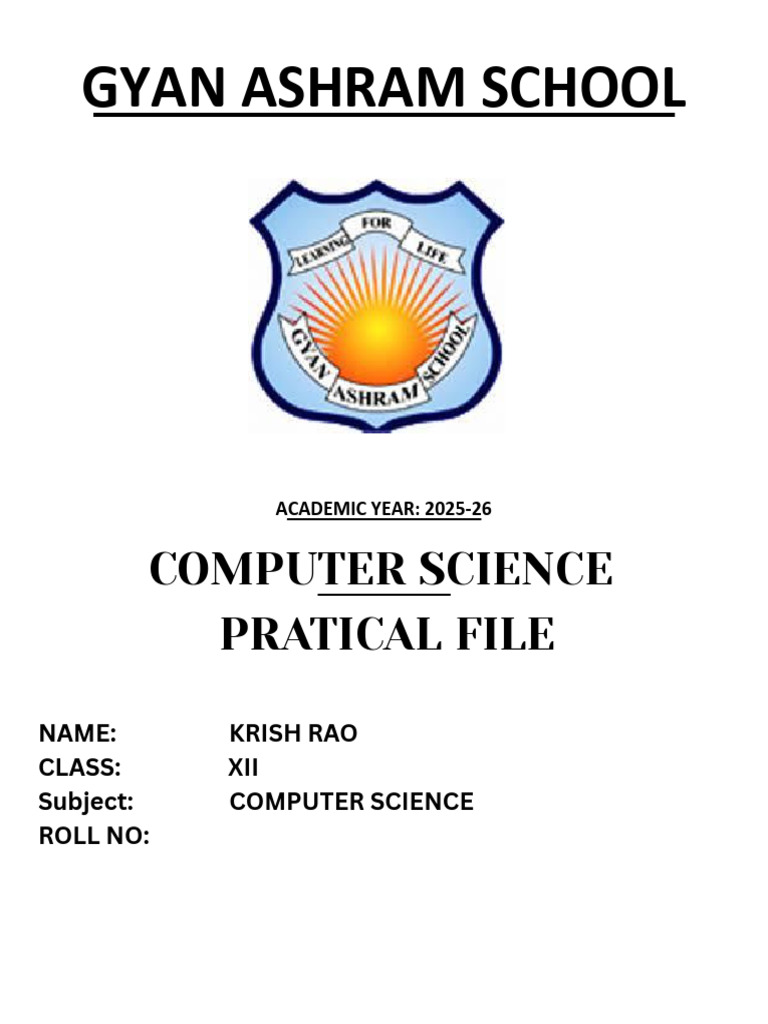 Gyan Ashram XII Computer Science Project | PDF
