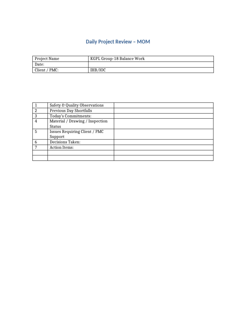 Daily Project Review for KGPL Group-18 | PDF