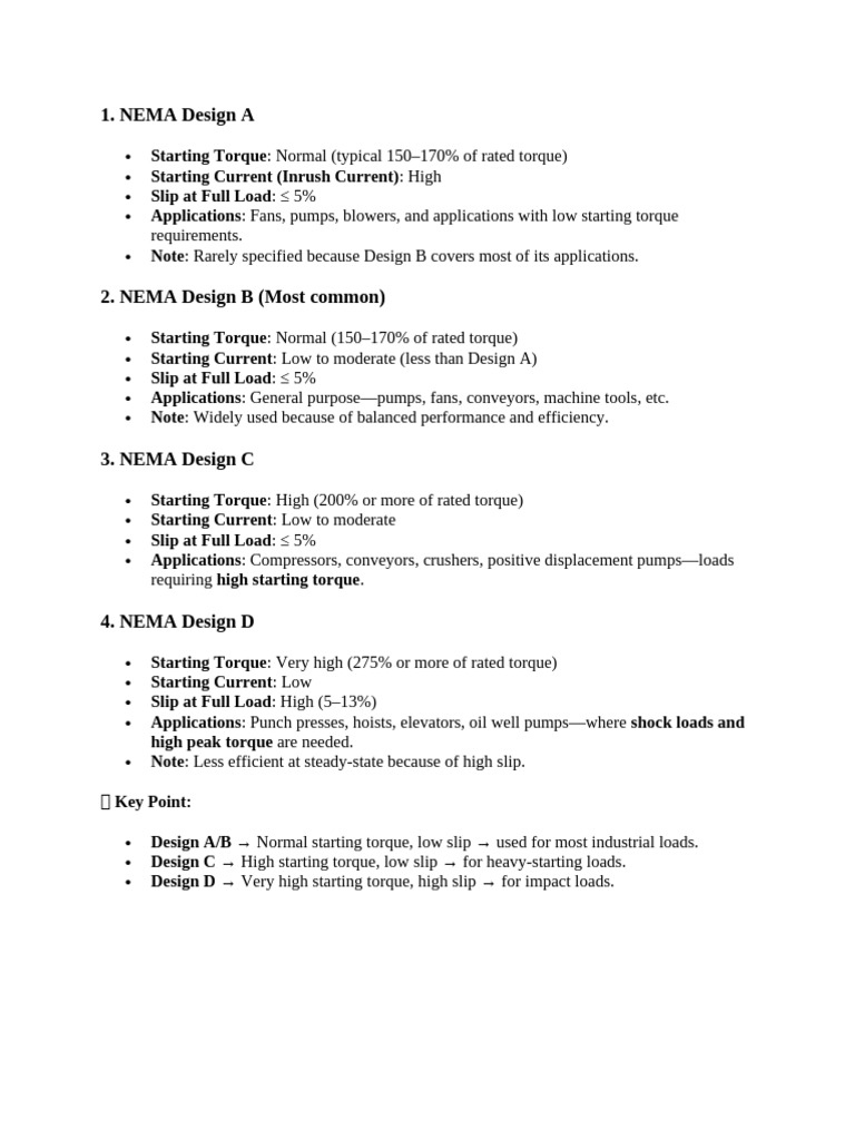 NEMA (National Electrical Manufacturers Association) Motor Design ...
