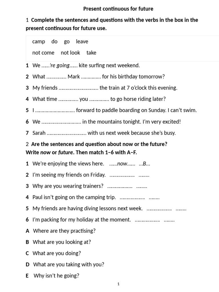 Present Continuous For Future | PDF