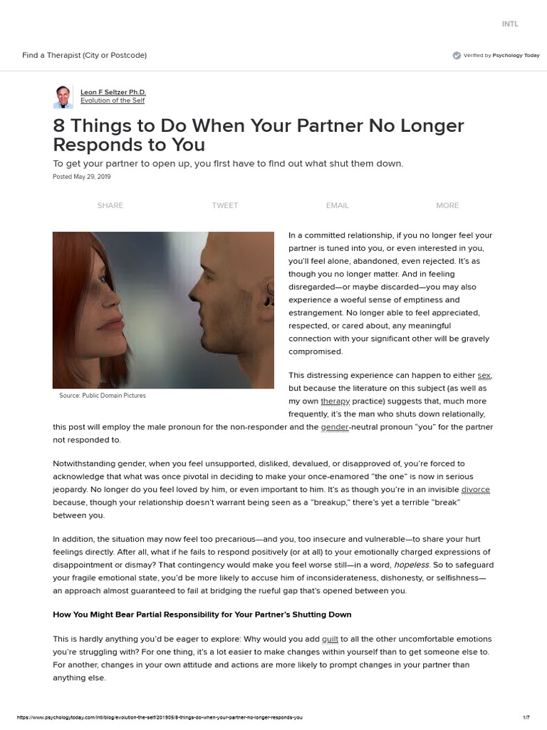 8 Things To Do When Your Partner No Longer Responds To You - Psychology ...