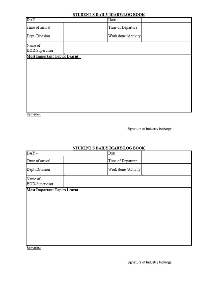 Student Daily Diary Log Book | PDF