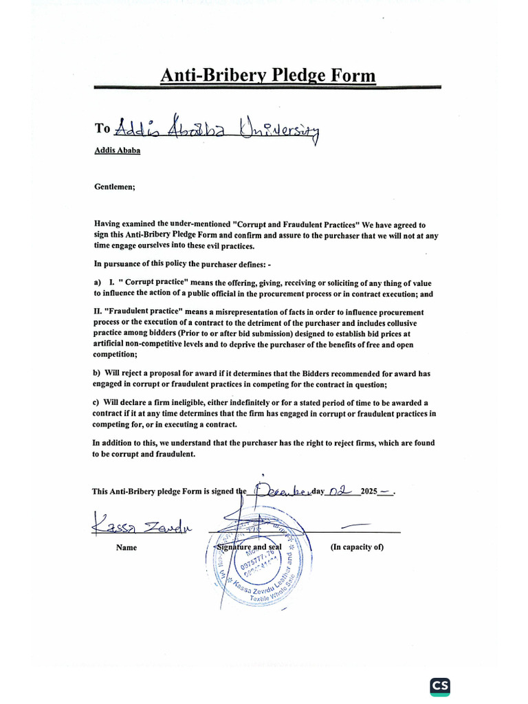 Anti Bribery Pledge Form | PDF