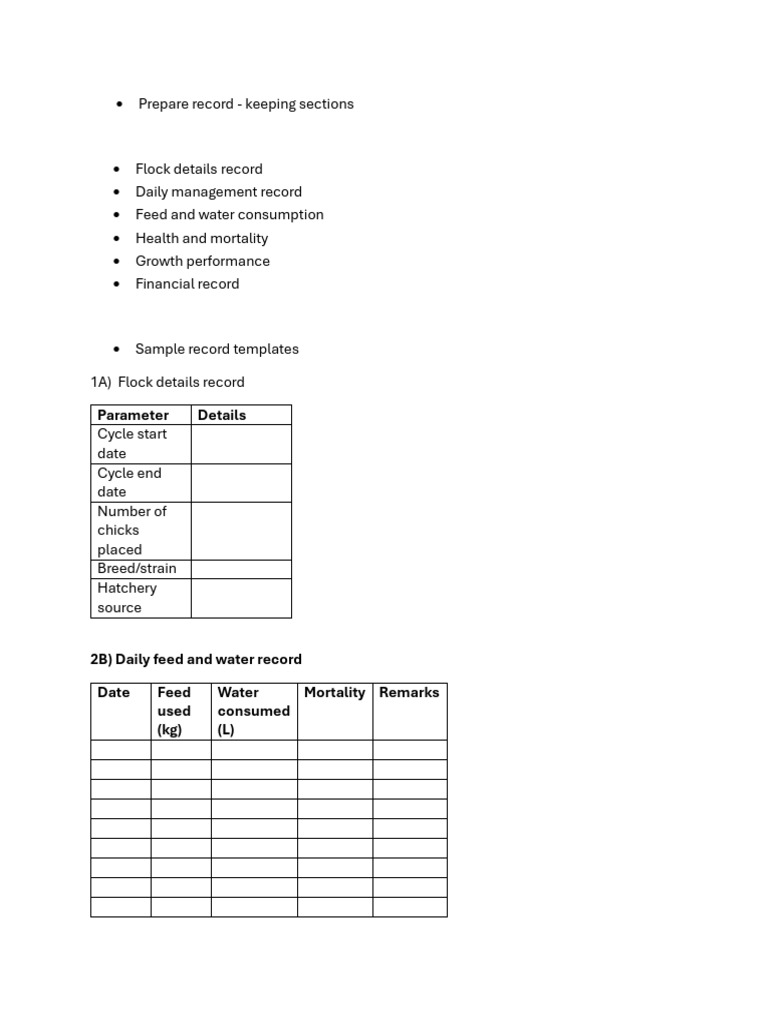 Poultry Record Keeping Templates | PDF