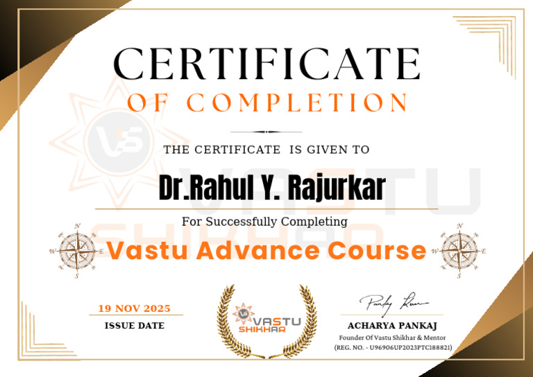 Advance Vastu Course Certificate | PDF