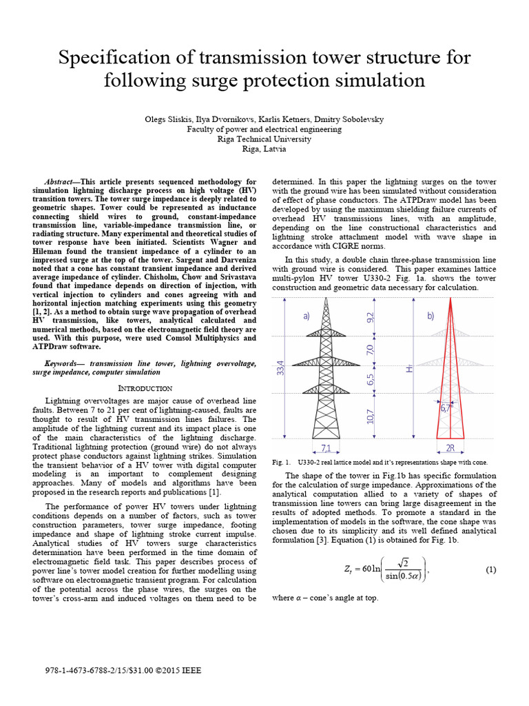 Surge Protection Simulation for HV Towers | PDF | Inductance ...