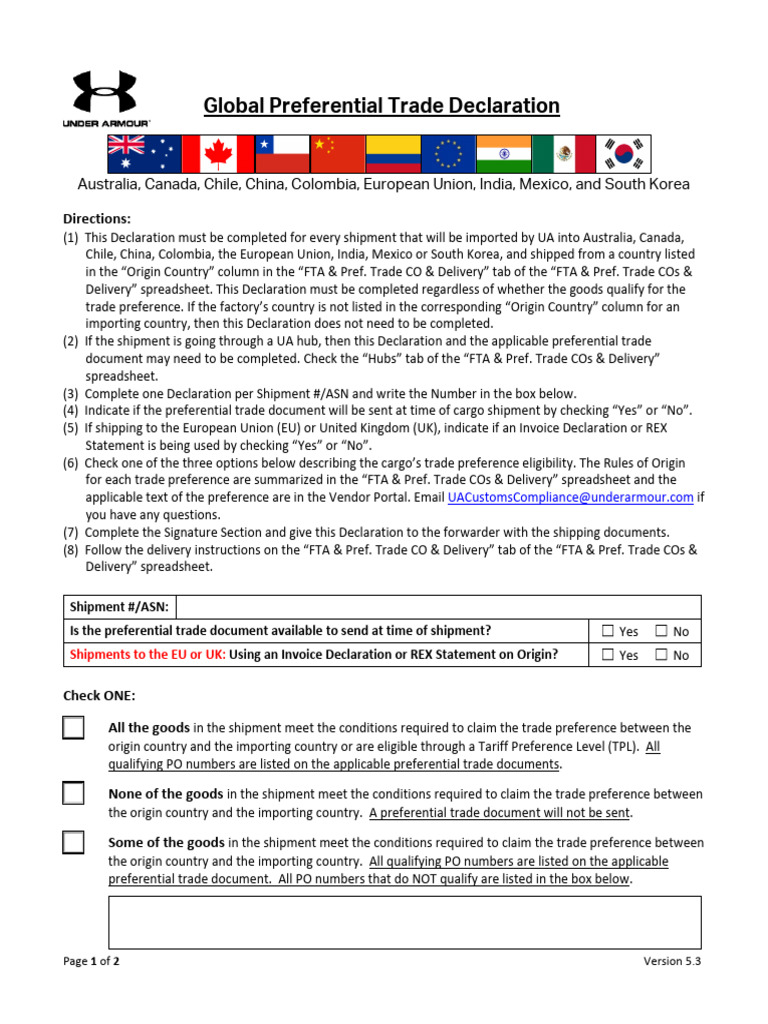 Global Preferential Trade Declaration V5.3#ASN0569386 | PDF | Trade ...