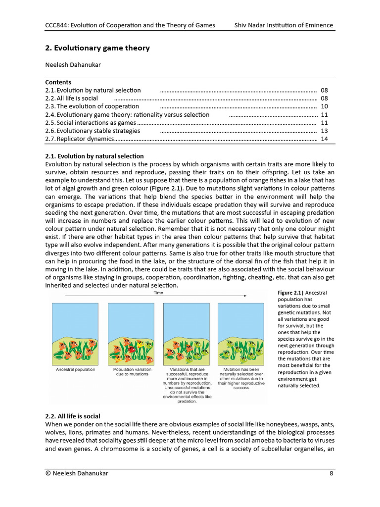 Evolutionary Game Theory | PDF | Natural Selection | Evolutionary Biology